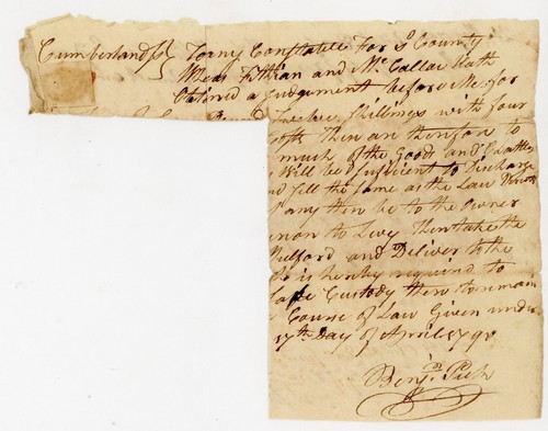 1794 Signed Revolutionary War Vet Benjamin Peck Partial Document ...