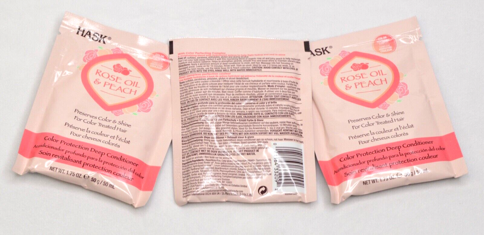 3 - Hask Rose Oil & Peach Color Protection Deep Conditioner Packets 1. ...