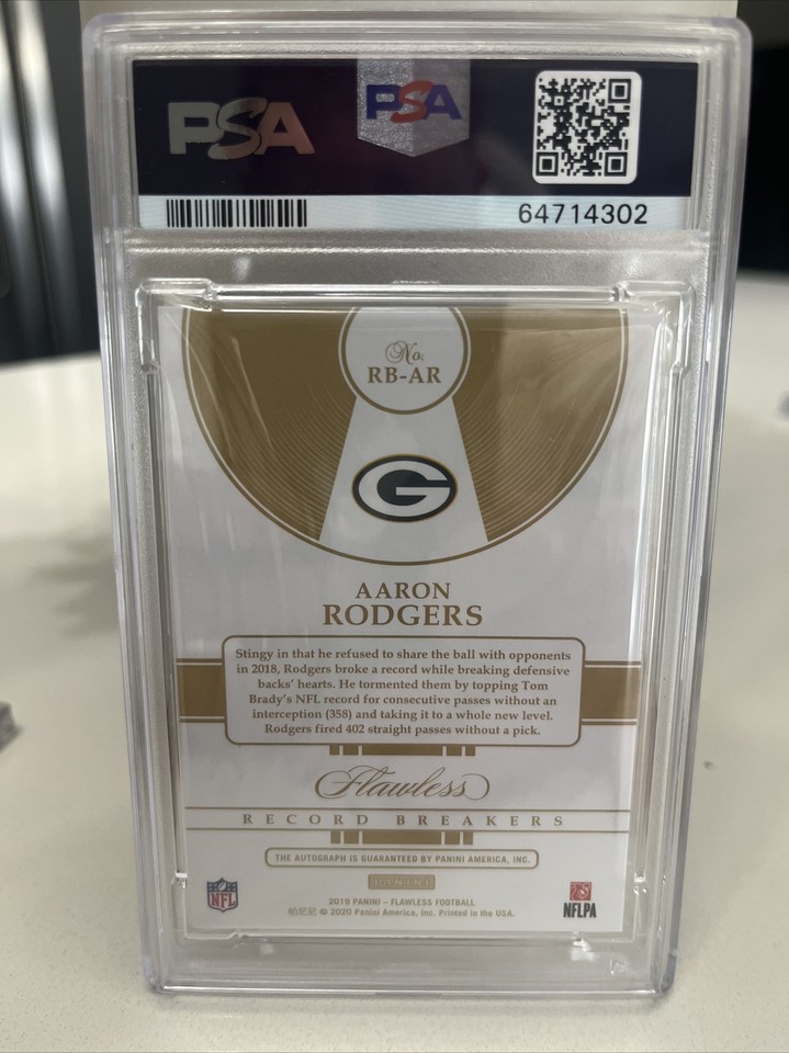 2019 Panini Flawless Aaron Rodgers Record Breakers Auto 4/10 Gold Psa 9 ...
