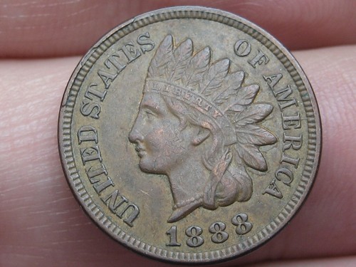 1888 Indian Head Cent- XF/AU Details, Nearly 4 Diamonds, Rotated Die ...