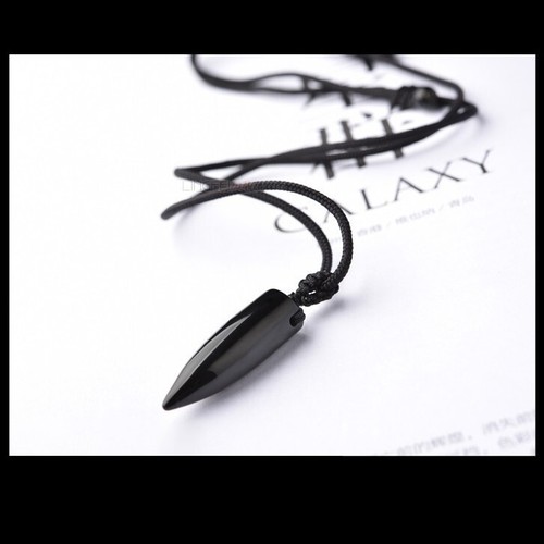Natural Black Obsidian Bullet Point Pendant Healing Amulet Unisex Men ...