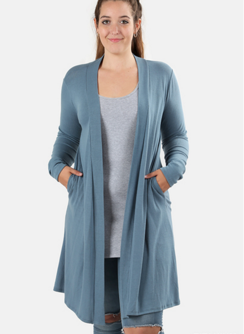 NEW Plus Size Open Front Long Duster Cardigan Sweater w/Side Pockets-XL ...
