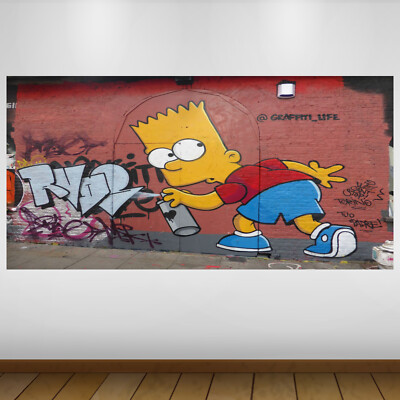 EXTRA LARGE Yellow Graffiti Bart Simpson Culture Vinyl Wall Art Sticker ...