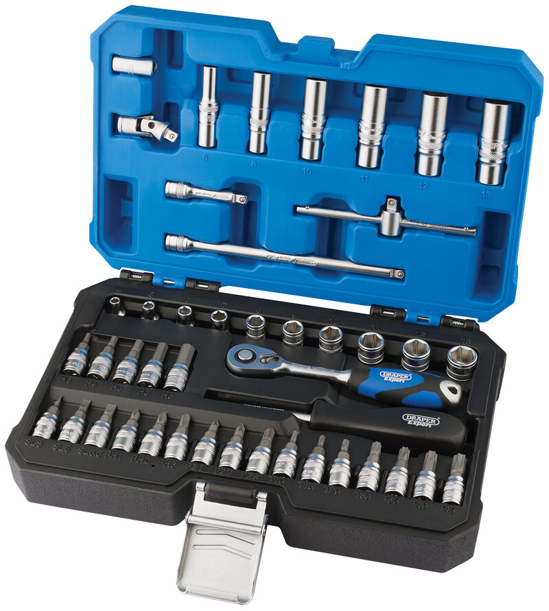 Draper Metric Hexagon Socket Set 1/4"D 44 Piece Deep & Standard Length ...
