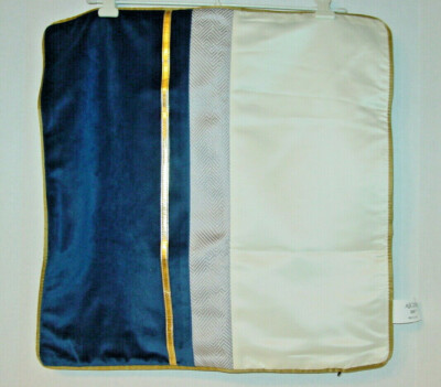 Aligers 18" X 18" Throw Pillow Case Cover Velvet Blue Off White Gold ...