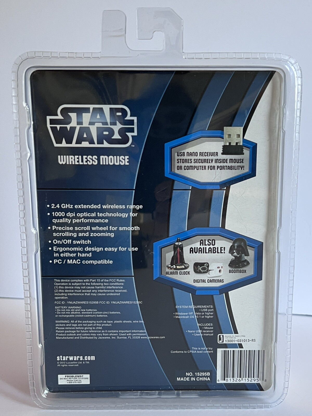 NEW In Box JAZWARES STAR WARS DARTH VADER WIRELESS OPTICAL USB MOUSE ...