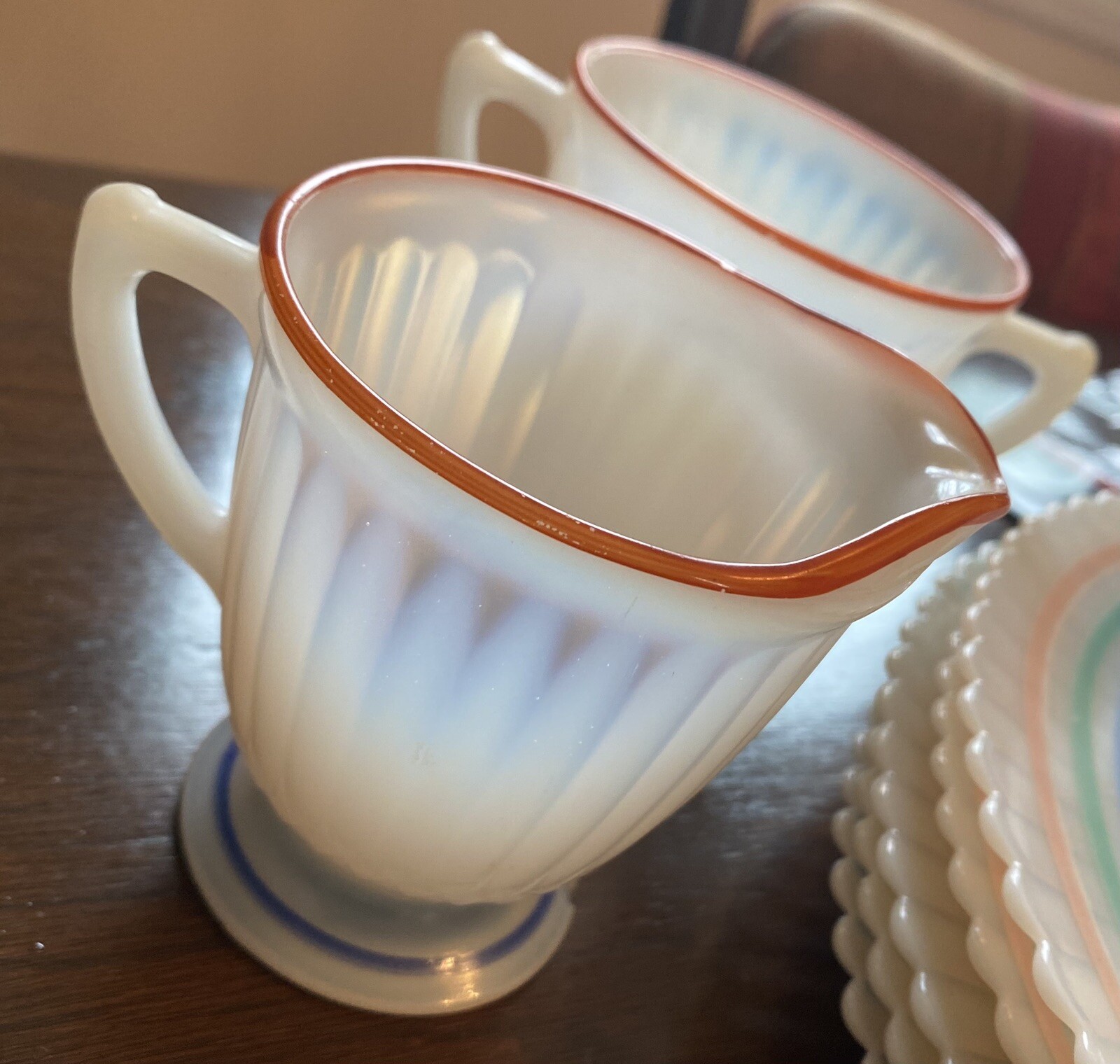 Rare cremax primary color bands sugar bowl and creamer | eBay