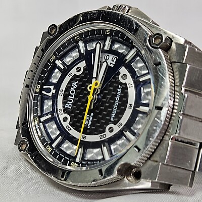 Bulova Percisionist Quartz 46mm Stainless Steel Men's Watch 96B131 ...