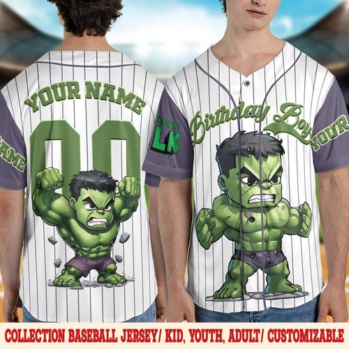 Personalized Angry Hulk Chibi Superhero Birthday Boy Gift Baseball ...
