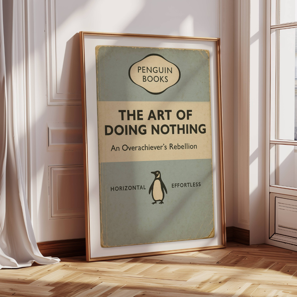 The Art of Doing Nothing / Funny Penguin Book Parody / Vintage Art ...
