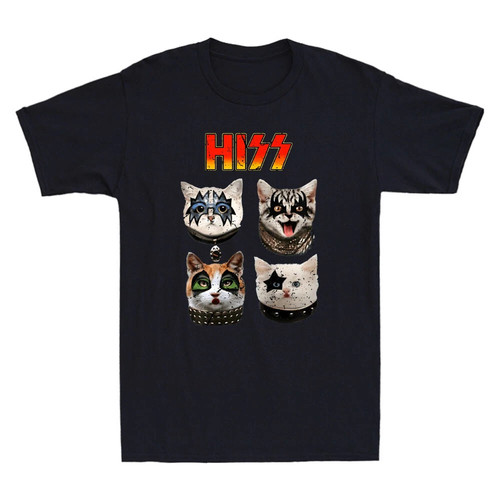 Hiss Funny Cat Music Lovers Vintage Men's Short Sleeve T-Shirt Kiss Cat ...