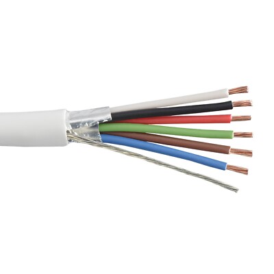 1000' 22 AWG 6 Conductor Shielded Plenum Security Alarm Cable CMP White ...