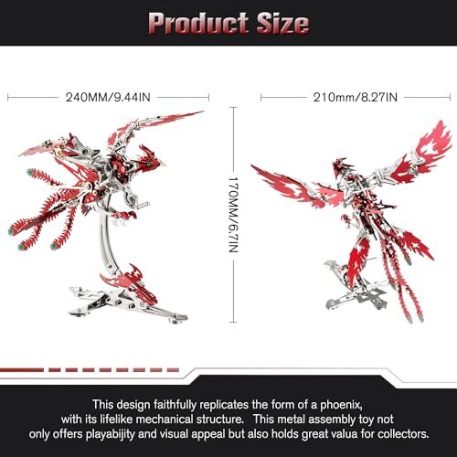 3D Metal Puzzle for Adults, Phoenix 3D Metal Model Kits, Red Phoenix | eBay