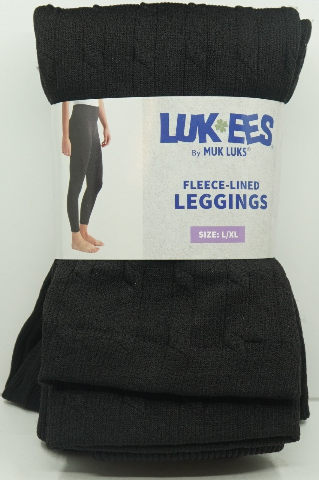 Muk Luks Lukees Fleece-Lined Leggings Size L/XL Black W/ Cross Pattern | eBay