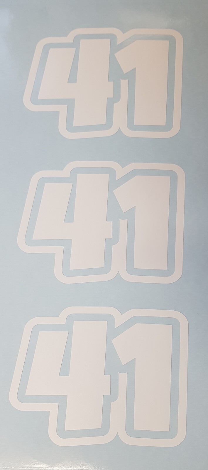 Racing number 4"x3" sticker decal x3 Motox or Go Kart. WHITE ES41 | eBay UK