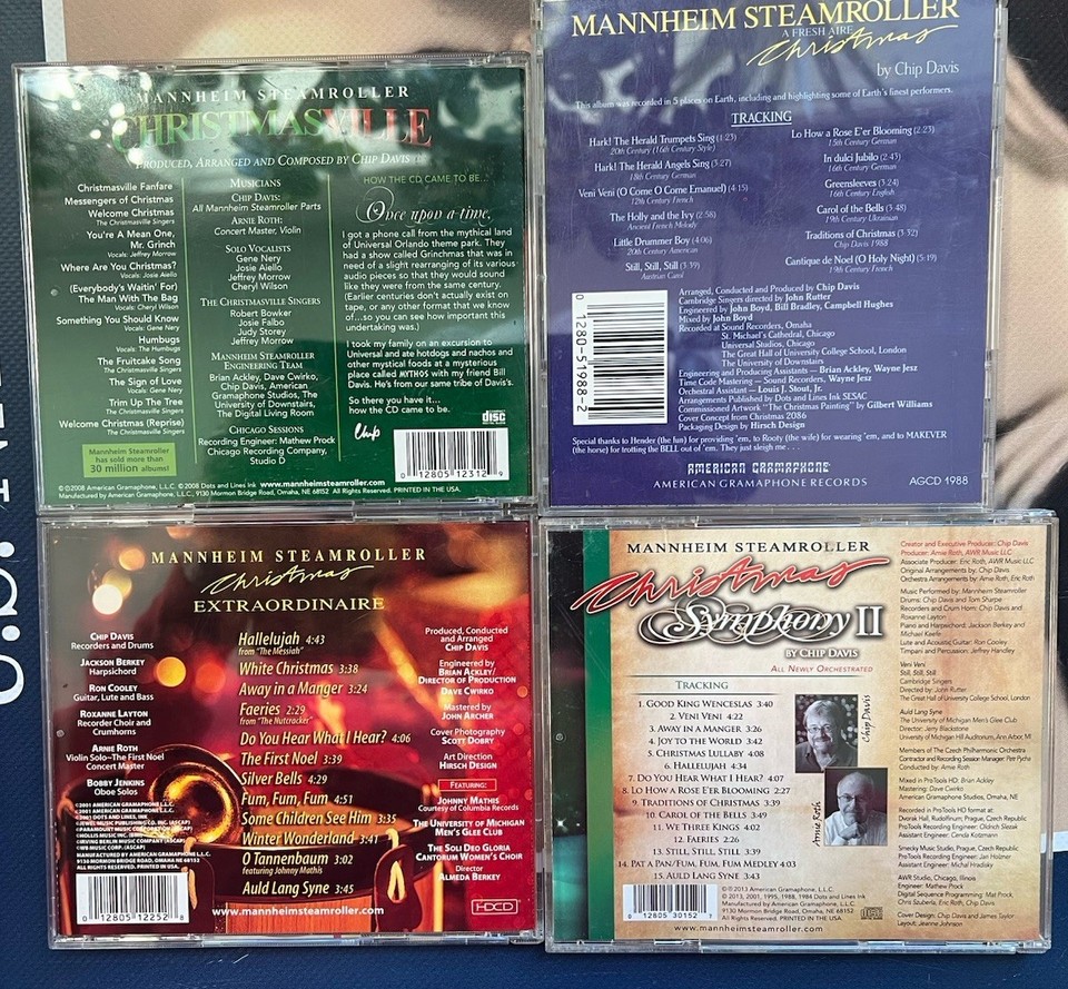 4 Mannheim Steamroller Christmas Cds Chip Davis Christmasville ...