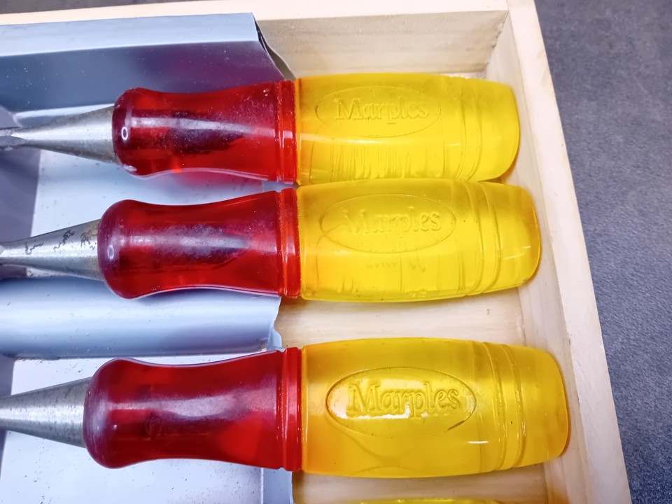 Set of 6 Record Marples Splitproof Chisels Woodworking Tools Carpentry ...