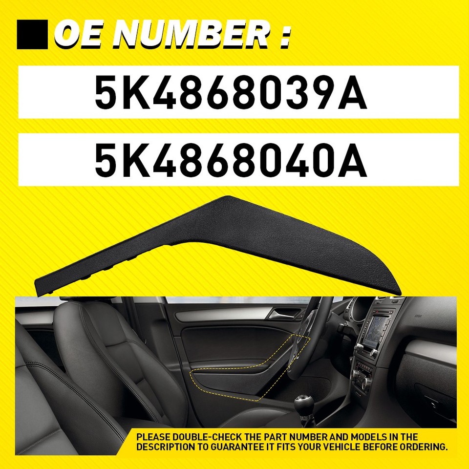 2X Interior Door Handle Cover Pull Trim For VW Golf GTI MK6 2009-2013 4 ...