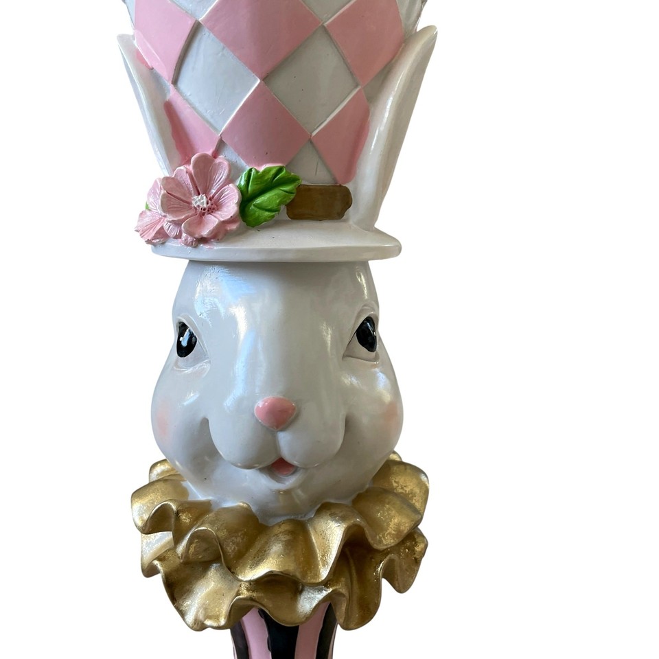 NEW Tophat & Tail Mad Hatter Easter Bunny Pillar Candle Holder Chic ...