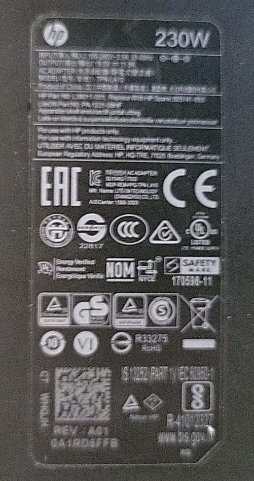 HP 230W Laptop Power Adapter Charger | eBay