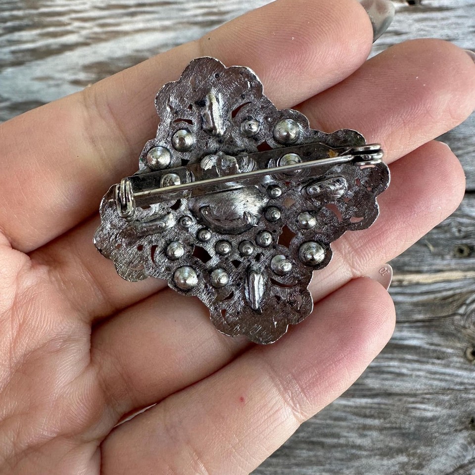 Vintage Jewelry Silver Tone Rhinestone Brooch Pin | eBay