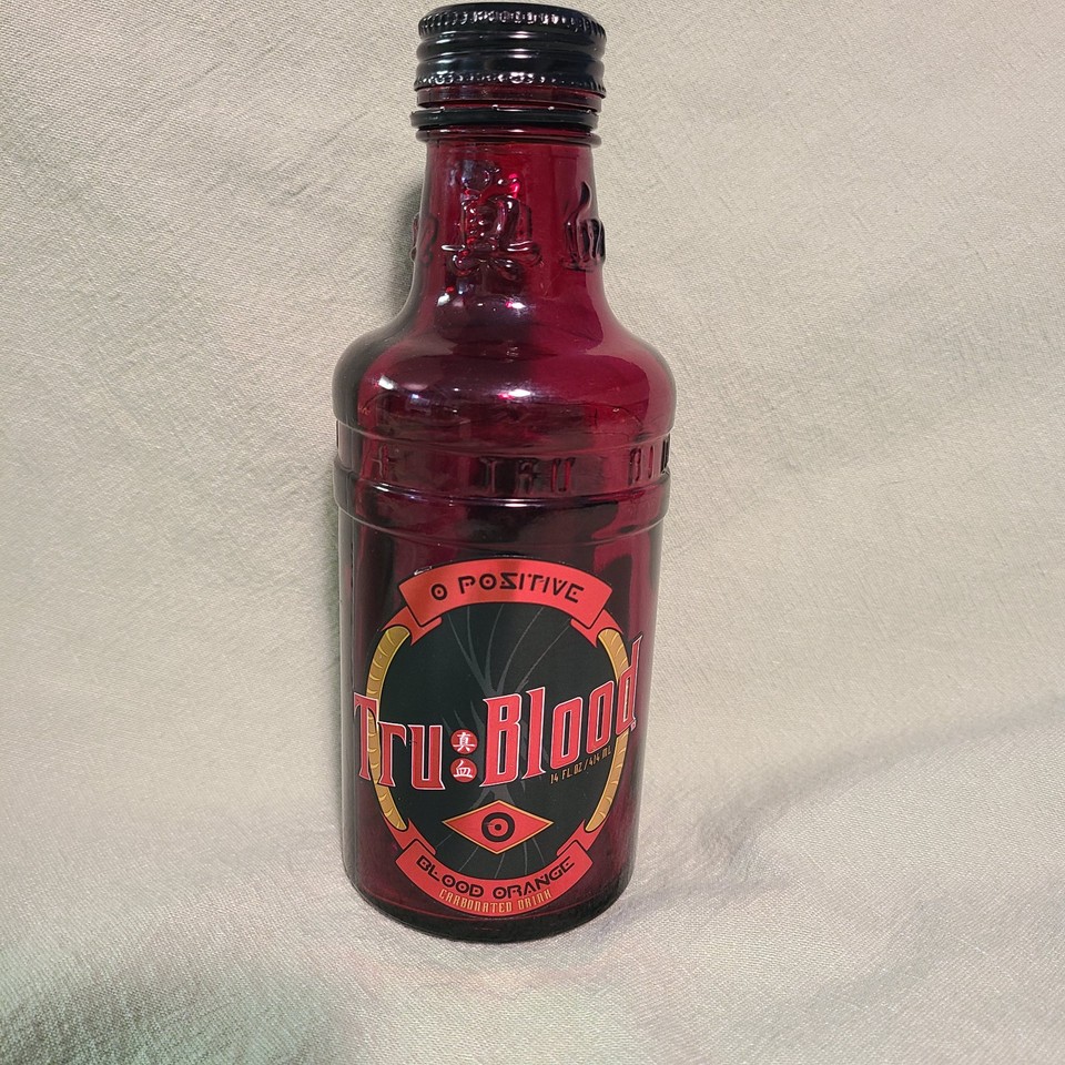 Tru Blood O-Positive Orange Vampire Drink Glass Bottle Only Empty True ...