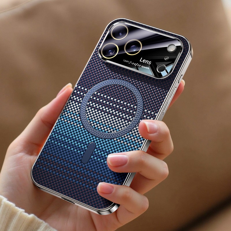 For iPhone 17 Pro Max 16 15 14 Carbon Fiber Magnetic Magsafe Phone Case ...