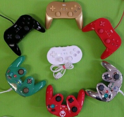 Nintendo Wii - Original Controller Classic Pro Mario Gold Rot Schwarz ...