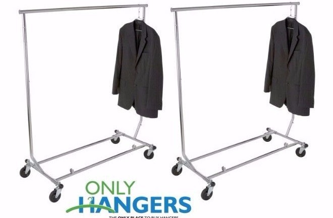 Only Hangers Collapsible Folding Salesman Rolling Garment Rack (SET OF ...