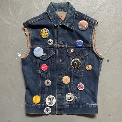 Vintage Levi’s 1960s Big E Denim Vest Pins 1970s Biker Rider Style Made ...