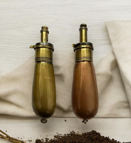 Victorian Style Miniature Brass Gun Powder Bottle/ Flask | eBay