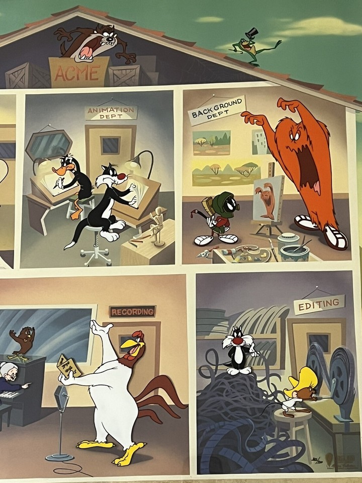 Animation Art by Virgil Ross “Looney Bin”hand painted cel signed, 352/ ...