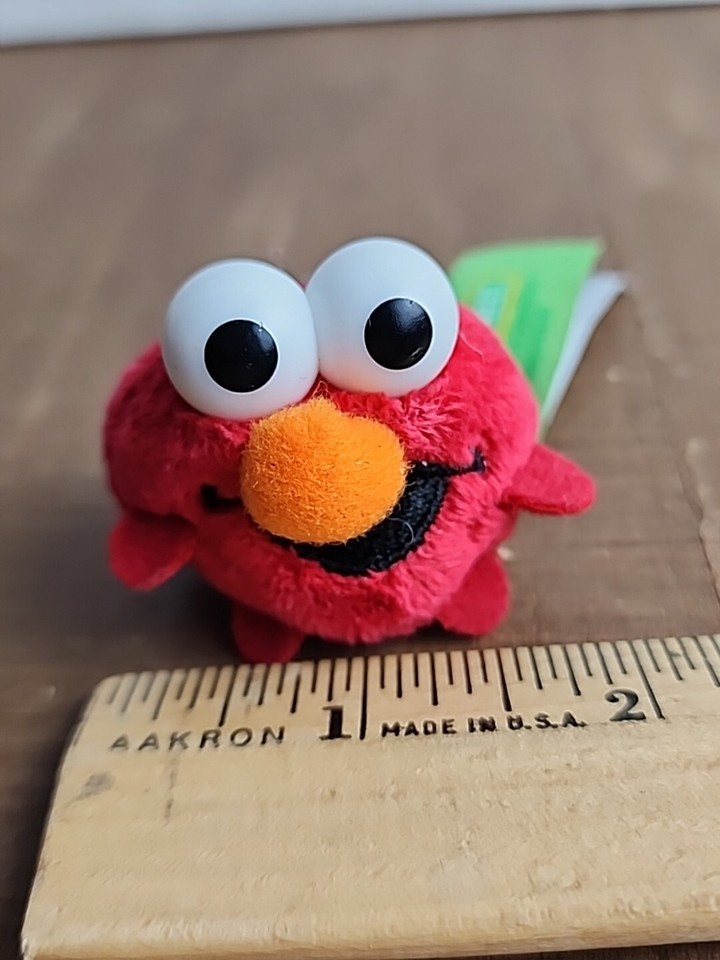 Mini Elmo Head Ball Plush Weighted Bottom Plastic Eyes 1.5" Small GUND ...