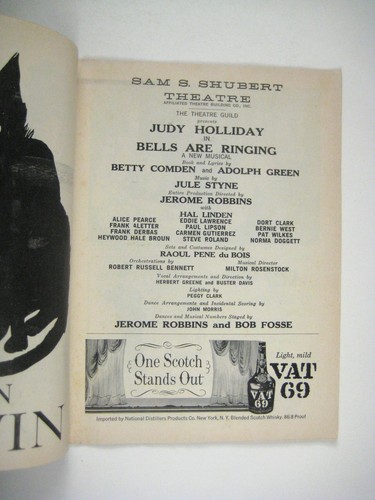 Bells are Ringing Playbill 1958 Shubert Theatre Judy Holliday Hal ...