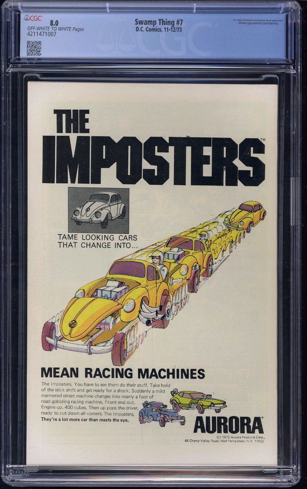 Swamp Thing #7 CGC 8.0 VF Key 1st Batman meet|Nathan Ellery dies 1973 ...