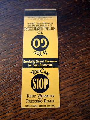 Vintage Matchbook: Mutual Service Corp, Minneapolis, MN | eBay
