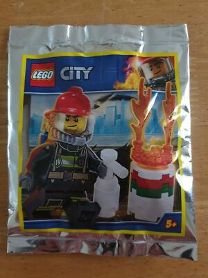 LEGO CITY: Fireman with Burning Barrel Polybag Set 951902 BNSIP New ...