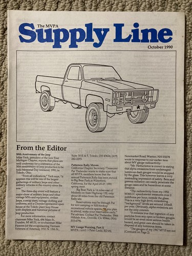 SUPPLY LINE Military Preservation Association Magazine October 1990 ...