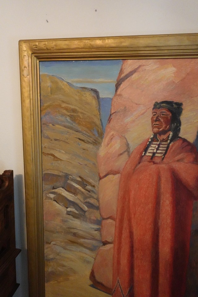 RARE 1930'S-40'S INDIAN OIL PAINTING BY CARL RUBIN SCHMIDT 66X51 *LOCAL ...