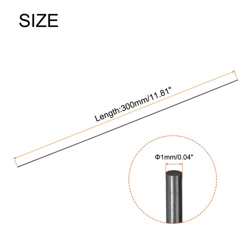 8Pcs Carbon Fiber Rod 1mm x 300mm for RC Plane Kite Wing Tube ...