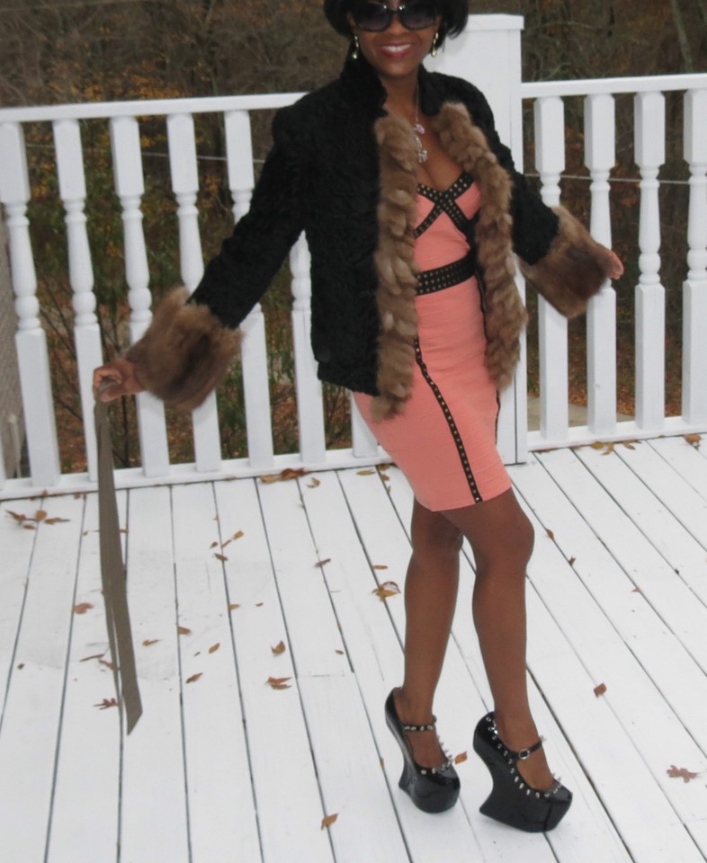 New Designer Russian Sable & Black broadtail Fur Coat jacket bolero XS ...