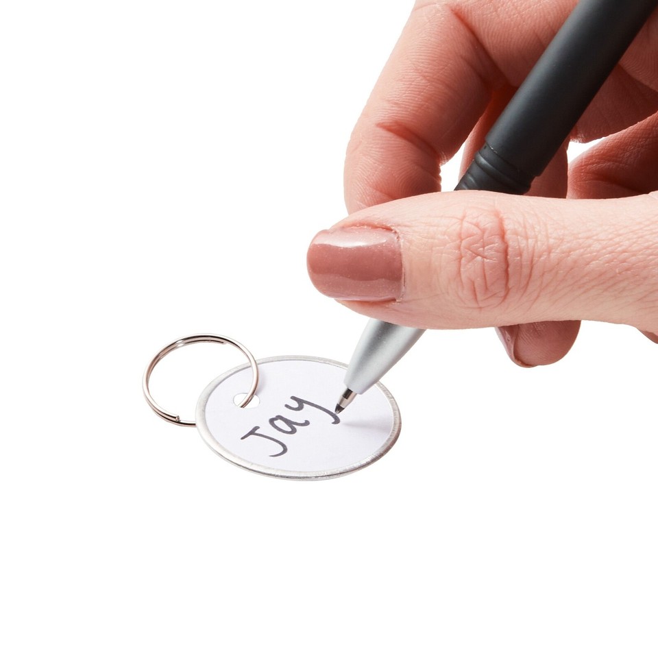 100 Pack Round Paper Key Tags with Metal Split Ring Label, 5 Colors, 1. ...