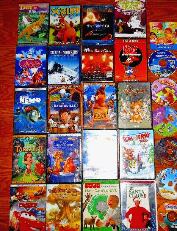 34 DVDs Huge Lot- Walt Disney Movies, Interactive, Learning, Pixar ...