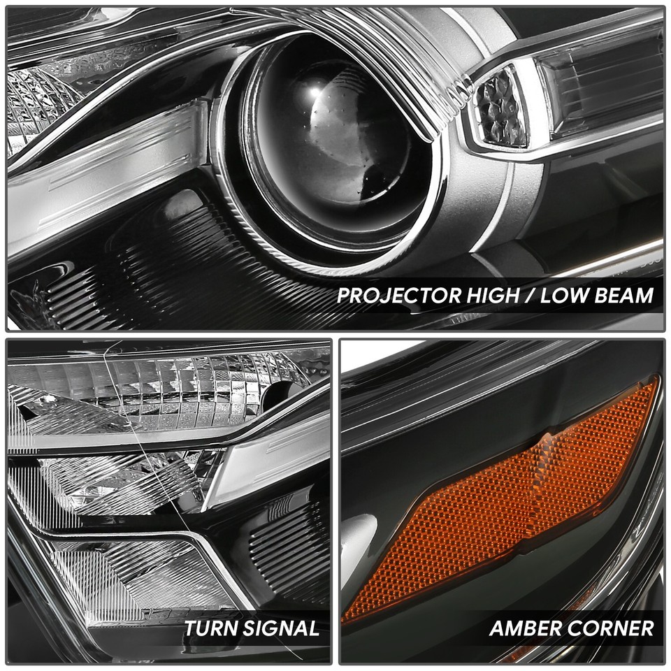 For 13-19 Ford Taurus Black/Amber OE Style Projector Headlights ...