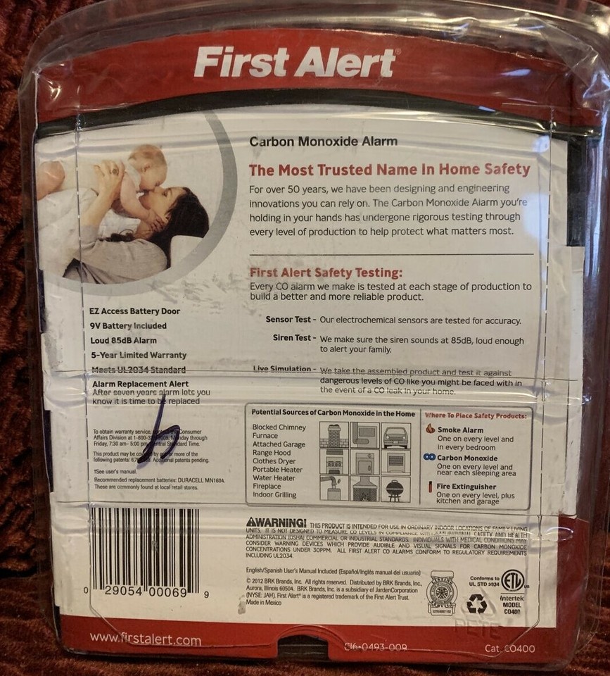 First Alert CO400 Carbon Monoxide Alarm Detector 777786600228| eBay