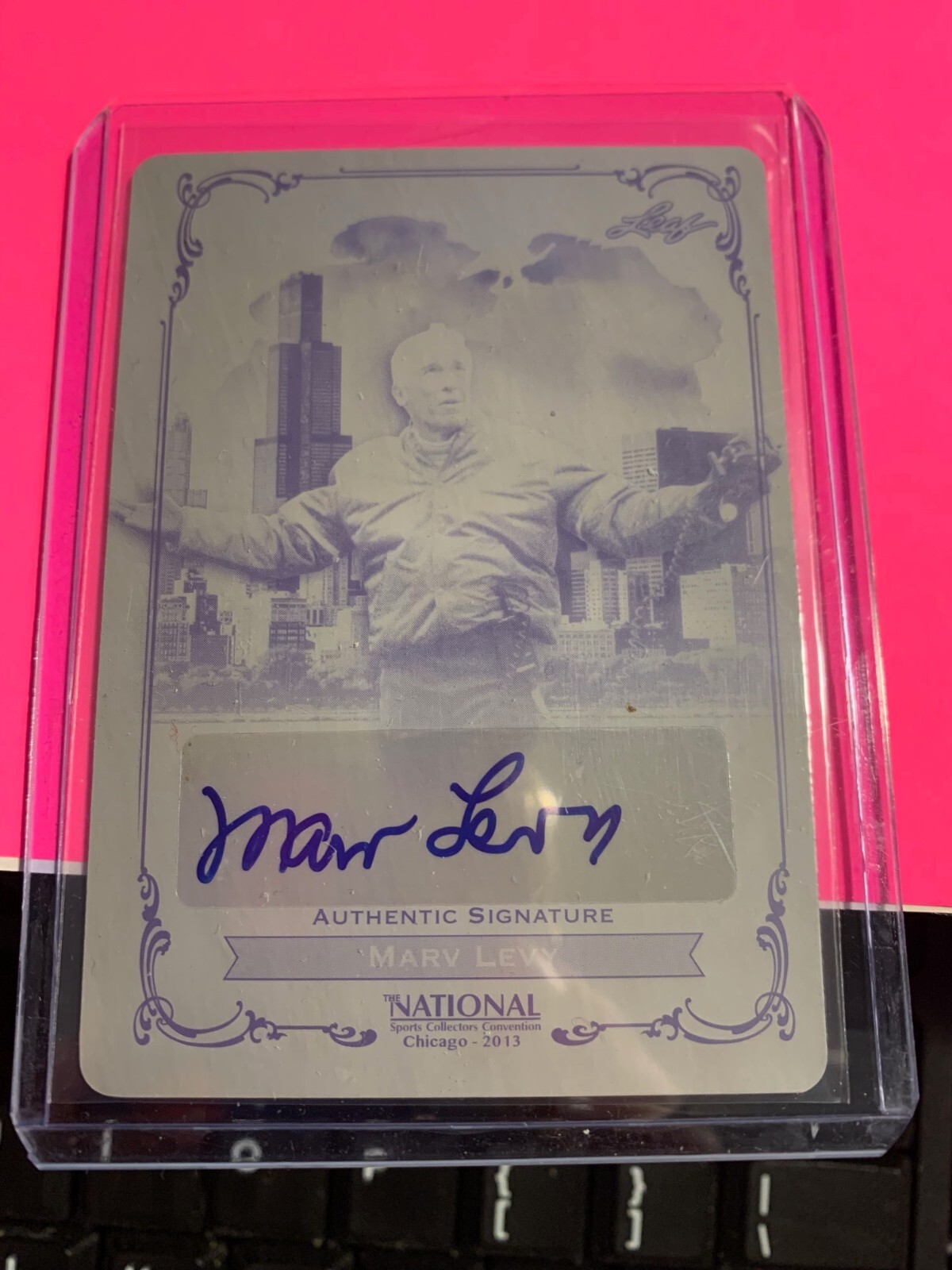 2013 LEAF NATIONAL MARV LEVY 1/1 BLACK PLATE AUTOGRAPH PRINTING PLATE ...