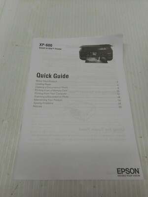 Epson XP-600 Small-In-One Printer Quick Guide CPD-37279 | eBay
