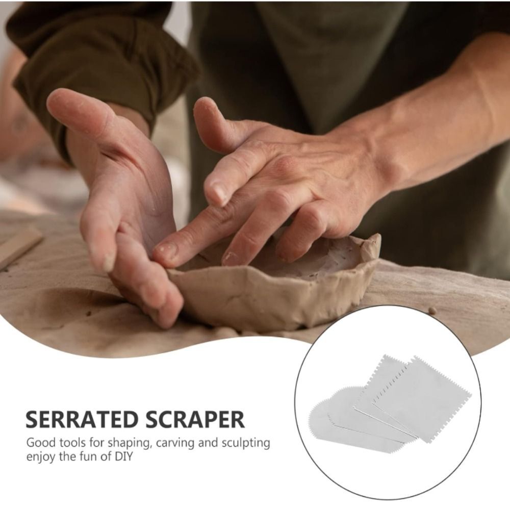 4Pcs Stainless Steel Serrated Scraper 5.1*10cm Sculpture Scraper ...