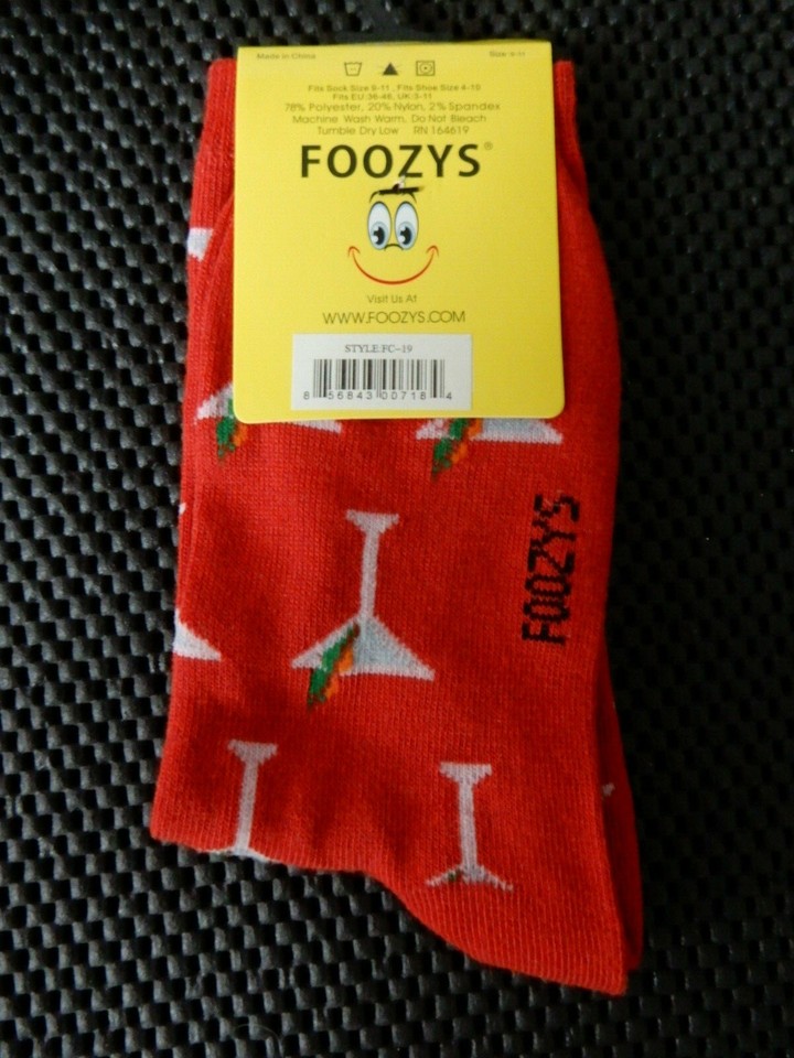 Foozy's Men's Women's Unisex MARTINI GLASS Crew Socks RED Size 9-11 | eBay