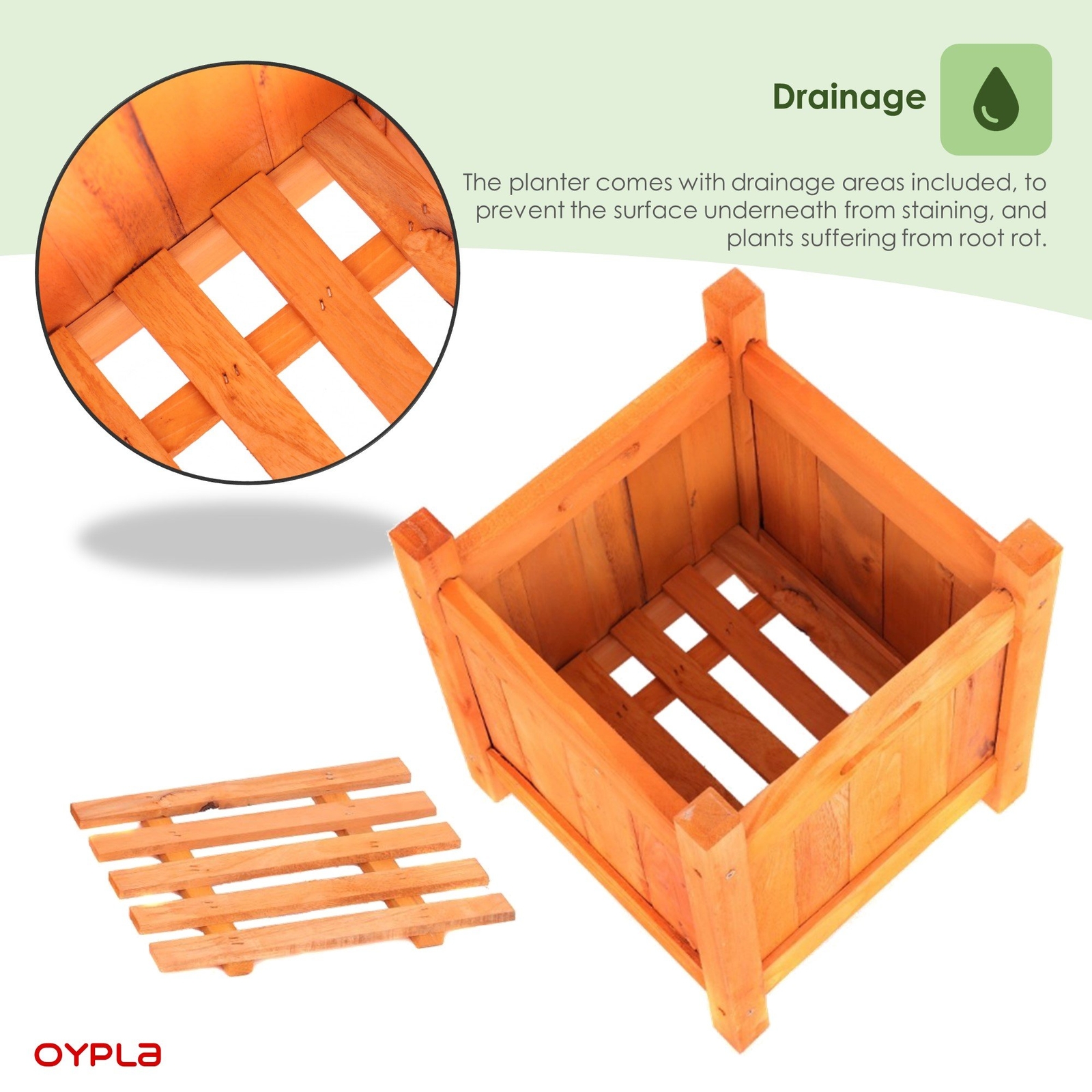 NEW! Small Garden Wooden Square Flower Planter Ornamental Plant Pot | eBay
